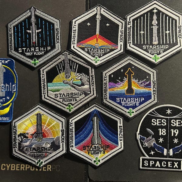 Spacex Starship Flights 1-8 Mission Embroidered Iron-on Patches 3.5 ...