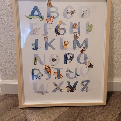 ABC Poster Blue Alphabet Poster Animal Alphabet Print - Etsy