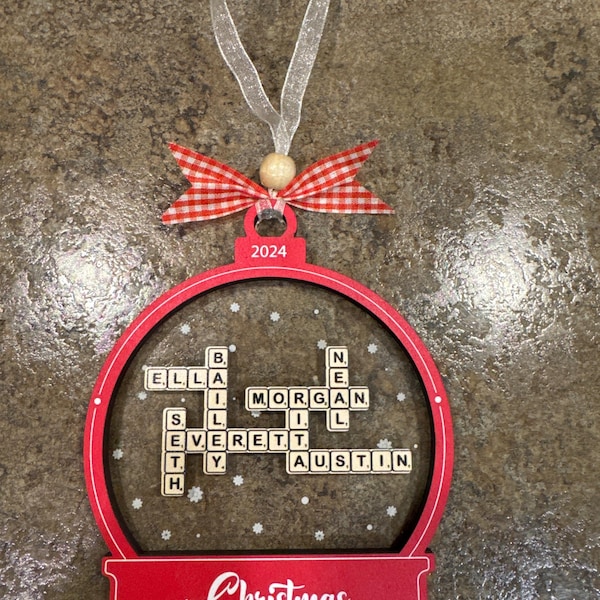 Family Crossword Christmas Ornament, Scrabble Personalized Christmas ...