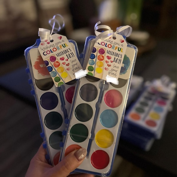 Paint Valentine Gift Tag Template, Printable Colorful Valentine's Day ...