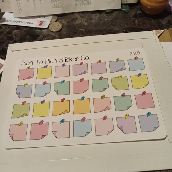 2469~~push Pin Sticky Note Planner Stickers. - Etsy
