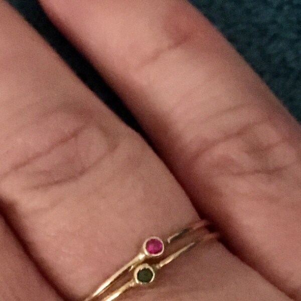 Tiny Ruby Ring, Ruby Stacking Ring, Gold Filled Ruby Ring, Ruby Mothers Ring, July Birthstone ...