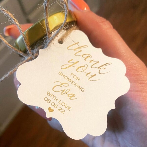 Thank You for Showering, Baby Shower Favor Tags, Bridal Shower Favor ...