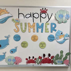 Retro Summer Vibes Bulletin Board Kit, May and June Door Decor and ...