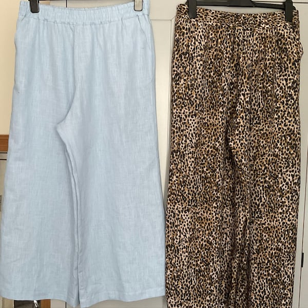 Wide Leg Linen Trousers Sewing Pattern: Elastic Waist (PDF Pattern) - Etsy