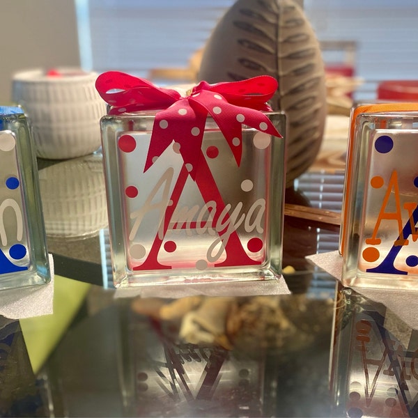 Girls Customized/personalized Glass Block Money Bank/piggy Bank (6-inch ...