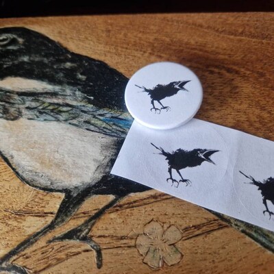 Little Witch Crow Dance rook Stomp Giclee Print of an Original Drawing ...