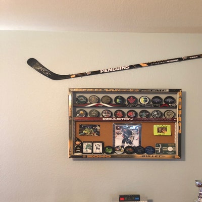 Hockey Puck Display W/display Area hockey Room Decor, Hockey Player ...