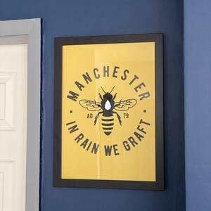Manchester Bee Portrait Wall Art Print - Etsy