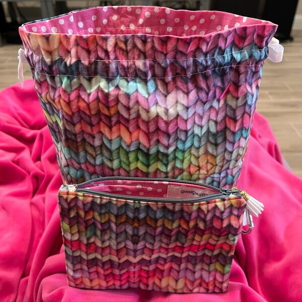 Van Gogh Starry Night Print Fabric, Knitting Project Bag, Medium or ...