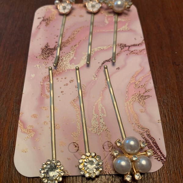 Snake Bobby Pins Set of 2, Rhinestone Bobby Pins, Gift for Her, Golden ...
