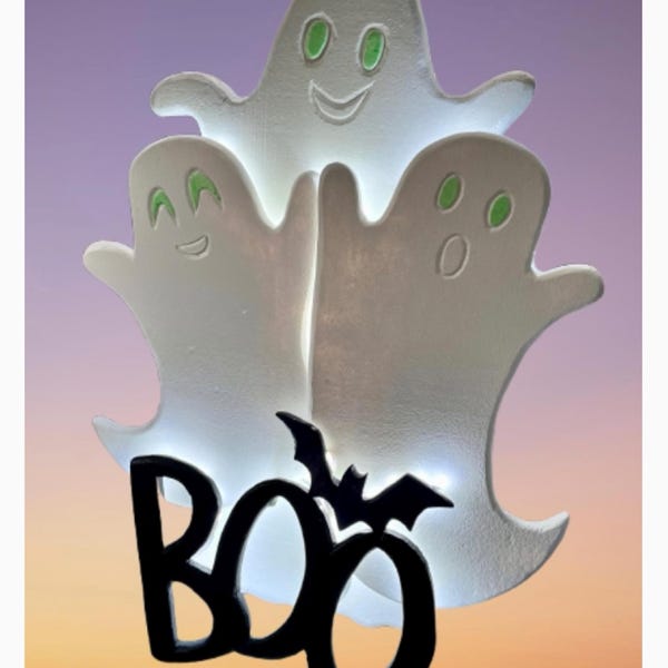 4ft Cute Ghost Trio With BOO Template When Made. Printable Trace & Cut ...