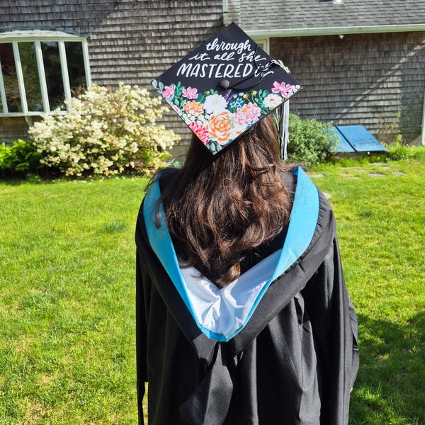 Custom Graduation Cap Toper, Through It All She Mastered It, Masters ...