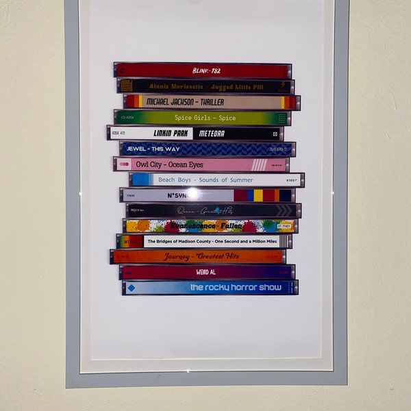 Personalised CD Case Stack Print / Poster - Add Your Favourite Songs or ...