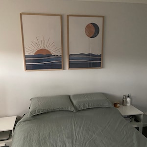 Sun and Moon Wall Art, Abstract Art, Minimalist Wall Art, Set of 2 Sun ...