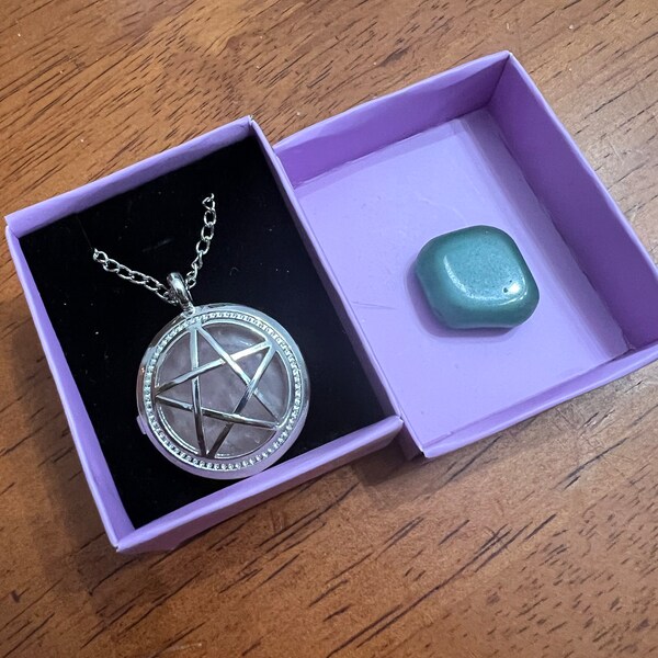 Pentacle Crystal Necklace, Crystal Pendant, Sterling Silver Plating ...