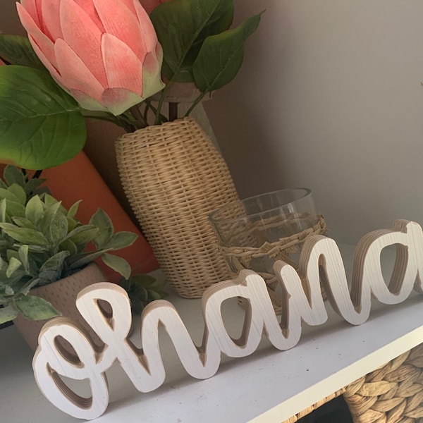 Ohana Beachy Wooden Name Sign - Hawaii Stand-alone Wood Sign - Shelf ...