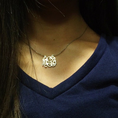 Dainty Monogram Necklace Custom Monogram Necklace Dainty - Etsy