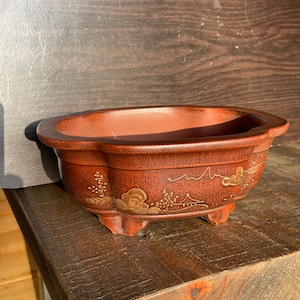 Mini Hexagonal Bonsai Flower Pot Handmade Painting Yixing Zisha Pottery ...