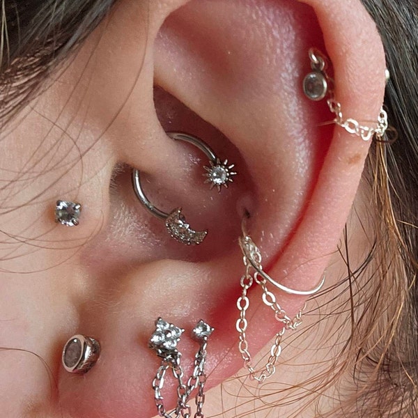 16G Sun & Star Septum Ring/daith Jewelry/cartilage Earring/helix Hoop ...