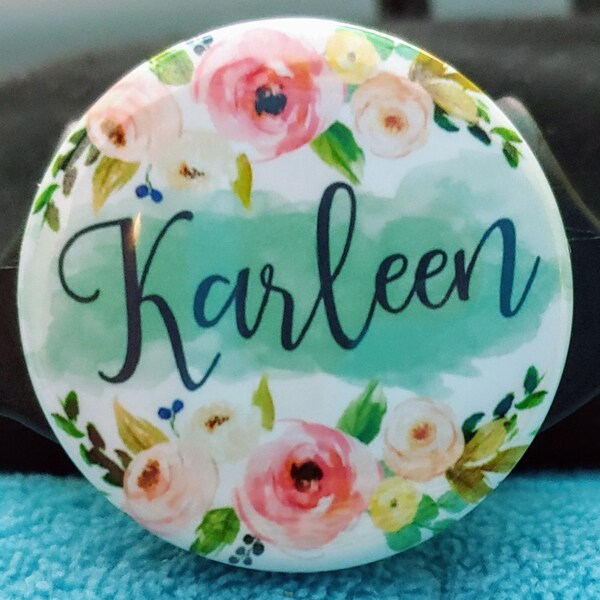 Floral Stethoscope ID Tag - Pink and Mint Yoke Style Stethoscope ID Tag ...