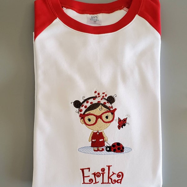 Ladybug Embroidery Designs - Baby Girl With Glasses Machine Embroidery ...