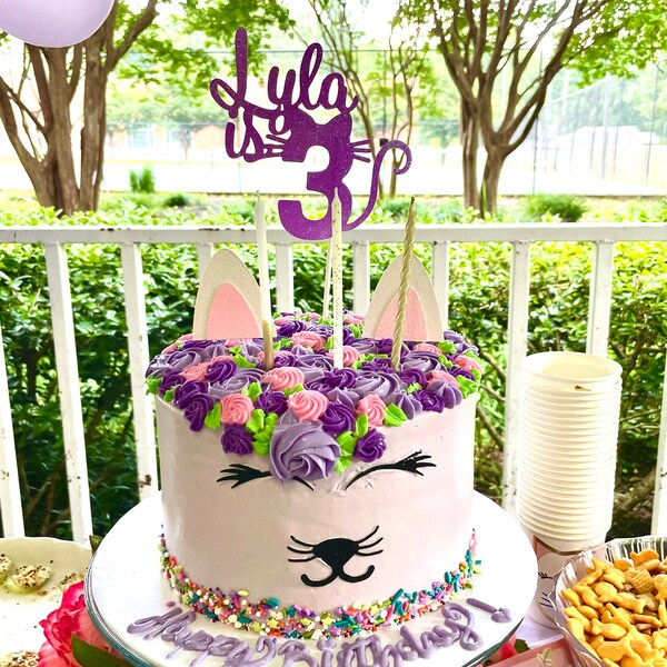 Cat Cake Topper, Animal Cake Topper, Glitter Cardstock, for Cat ...