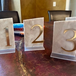 3D Marble Stone Table Numbers Wedding Unique Signage Custom Layered ...