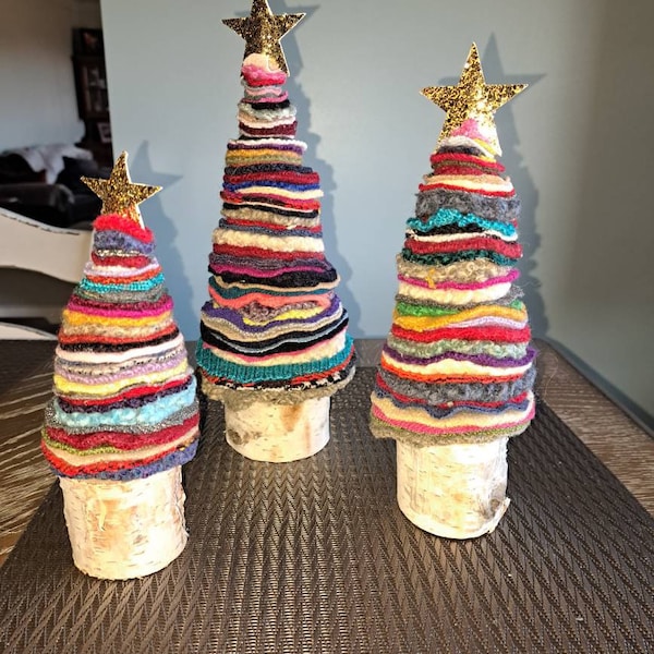 Felted Wool Christmas Tree Set of 3 | Handmade Eco-friendly Holiday ...