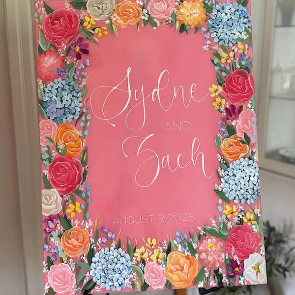Hand-painted Floral Wedding Sign - Etsy