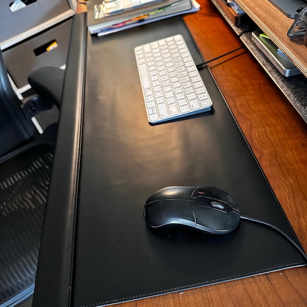 Leather Desk Mat With Edge Cover | Personalized Desk Accessory | Gift ...