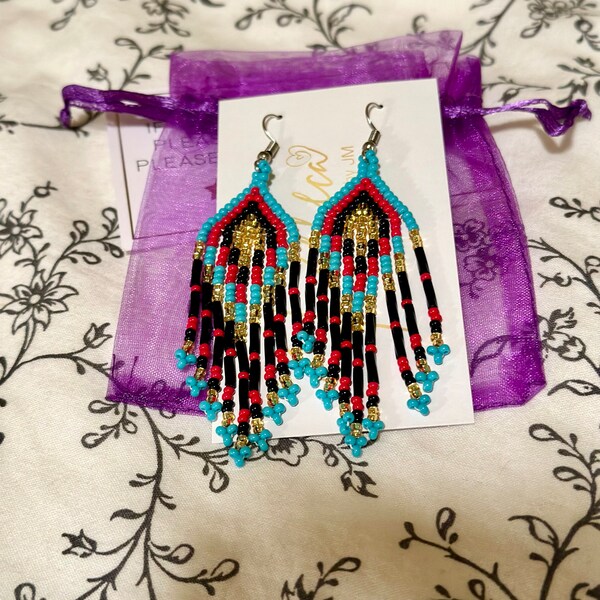 Beaded Earrings, Indigenous Style, Colorful Earrings, Huichol - Etsy