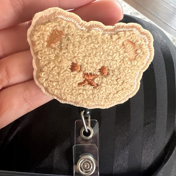Fuzzy Bear Badge Reel, Retractable Badge Holder, Nurse Badge Reel ...