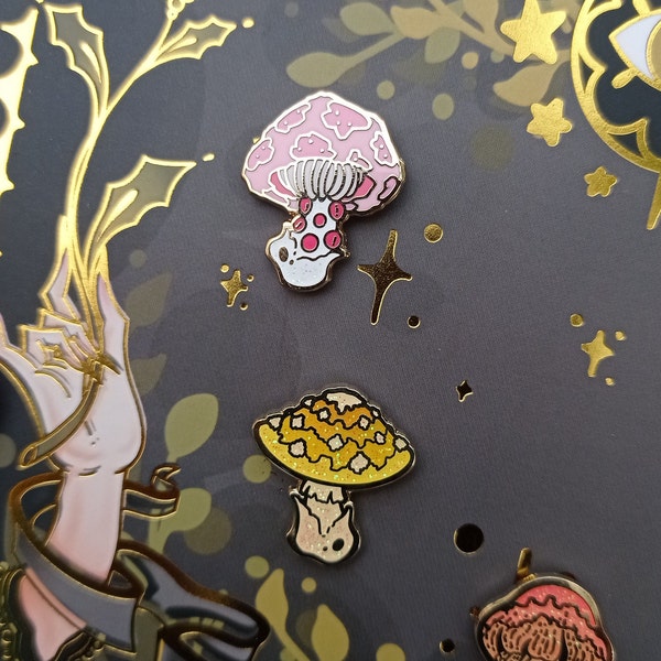 MUSHROOMS PIN SET Hard Enamel Pin Cottagecore Fairy Circle Amanita ...