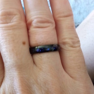Galaxy Orion Nebula Ring for Women, Engagement Ring Set, Black Titanium ...