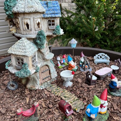 Fairy Garden Pathway, Stone and Wood Look Flower, Miniature Walkway ...
