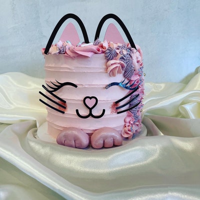 Cat Face Cake Topper, Cat Face Set, Cat Face Cake Decoration, Cake ...