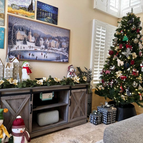 Cute Christmas Samsung Frame TV Art, Pink Gingerbread House TV Art ...