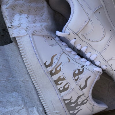 Reflective Flames White Nike Air Force 1 Custom Air Force 1s One 3m ...