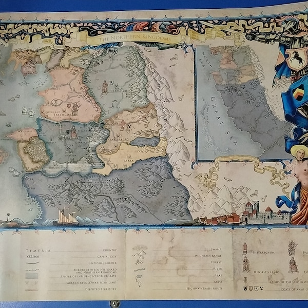 The World of the Witcher Map, the Northern Kingdoms, High Quality, A1 ...