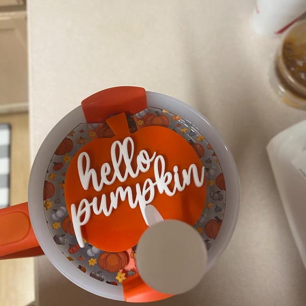Hello Pumpkin Stanley Cup Topper, Fall, 40oz, 30oz, - Etsy