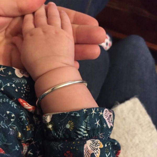 925 Sterling Silver Child's, Baby's Christening Torque Cuff Bangle ...