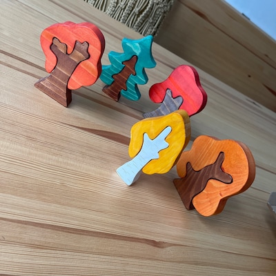 Montessori Puzzle, Plug-in Puzzle, Trees, Real Wood, Children's Game ...
