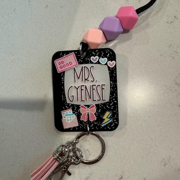 Teacher Subject Lanyard - Personalized Lanyard for ID Badge - Beaded ...