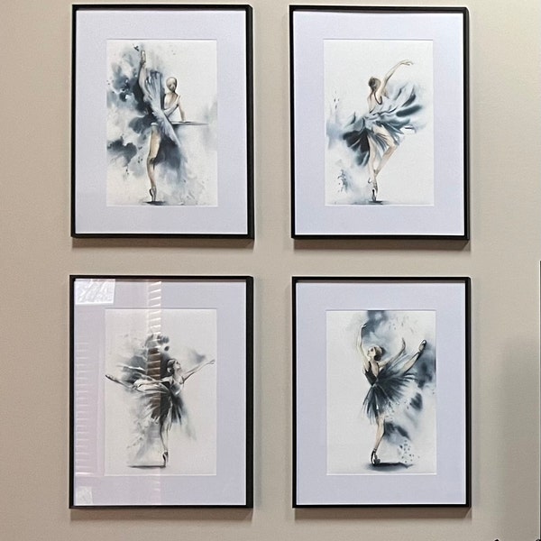 Dance Art, Ballet Art Watercolor Painting, Ballerina Print, Blue Wall ...