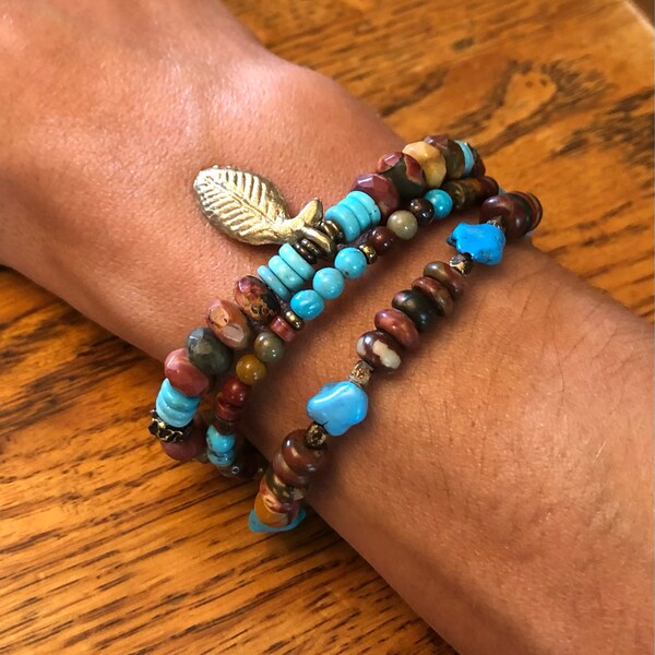 Sun Face Boho Bracelet, Earthy Beaded Copper, Unusual Handmade Artsy ...