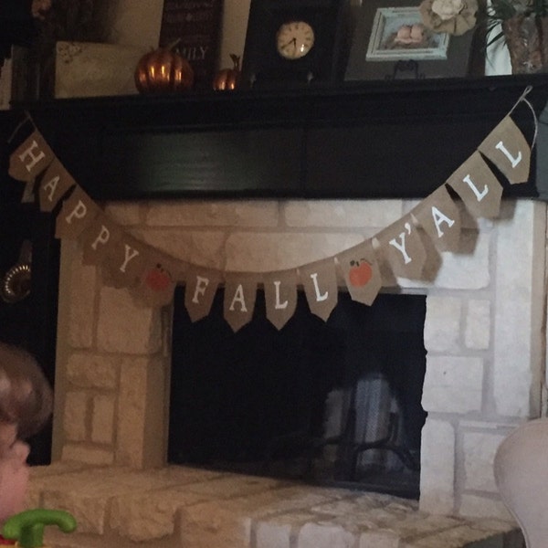 Happy Fall Y'all Burlap Banner, Happy Fall Yall Bunting, Happy Fall Y ...