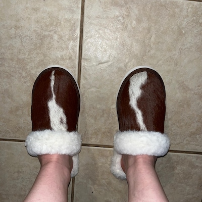 Genuine Cowhide Western Slippers House Shoes - Etsy