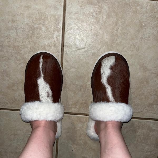 Genuine Cowhide Western Slippers House Shoes - Etsy