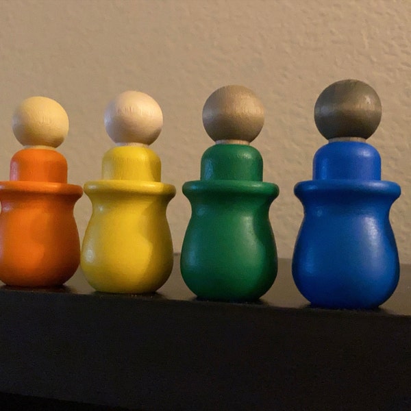 Multicultural Multiracial Rainbow Peg Doll People With Cups Set of 6 ...
